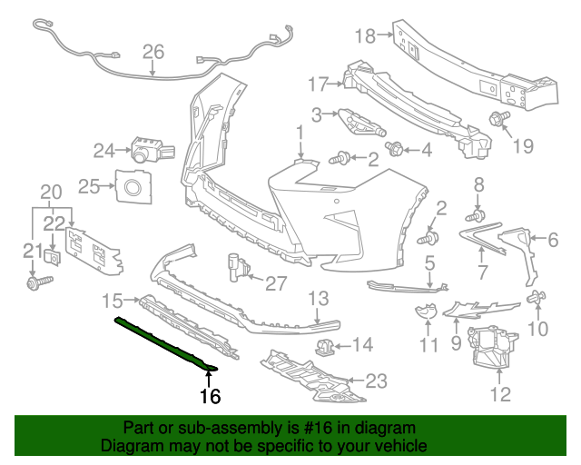 53122-0E070 - Lower Molding - 2016-2019 Lexus | MyLexusParts