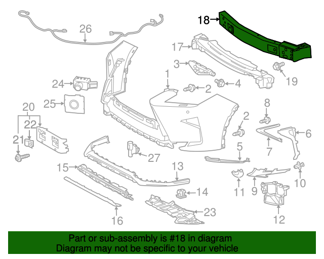 52021-0E070 - Bumper Impact Bar 2016-2022 Lexus | AutoNationParts.com