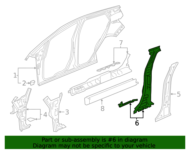 2017-2019 Chevrolet Bolt EV Driver Side Center Pillar Outer Panel ...