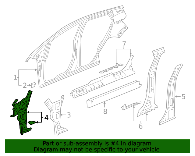 2017-2023 Chevrolet Bolt EV Body A-Pillar Reinforcement 42691534 ...