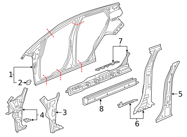 42546444 GM Driver Side Center Pillar Outer Panel Reinforcement | GM ...