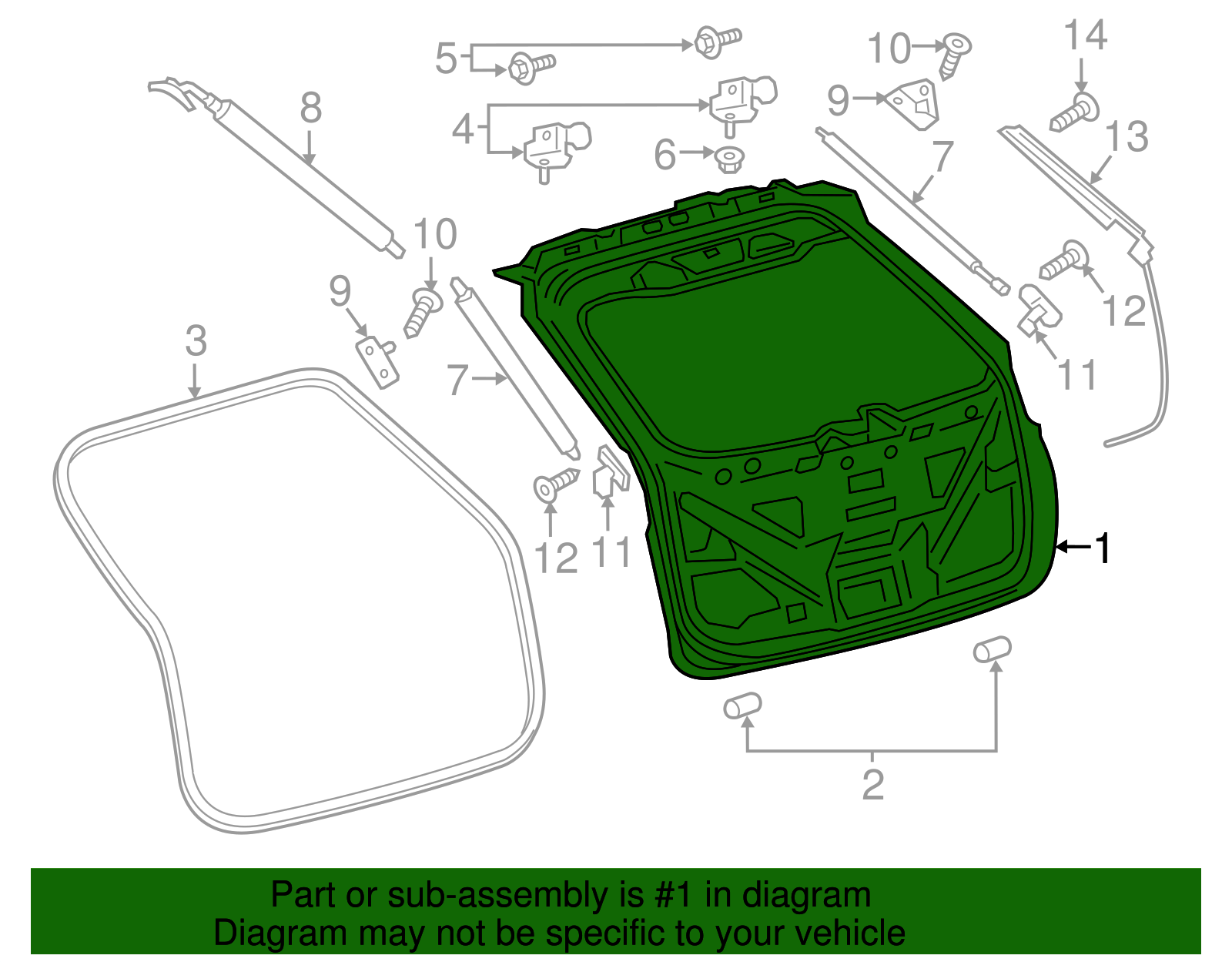 OEM Ford Lift Gate For 2015-2018 Ford Edge - Part No. FT4Z-5840010-B ...
