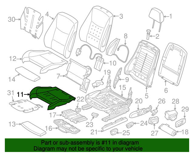 52-10-7-243-537 - Seat Cushion Foam 2012-2021 BMW | AutoNationParts.com