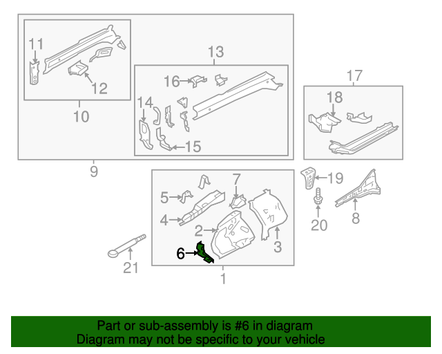 2008-2017 Subaru Front Reinforced 51625AG6609P | Subaru Parts Store