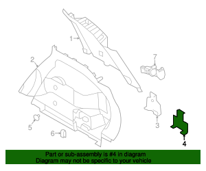 2014-2020 Nissan Rogue Lower Quarter Trim Rear Bracket 84963-4CL1A ...