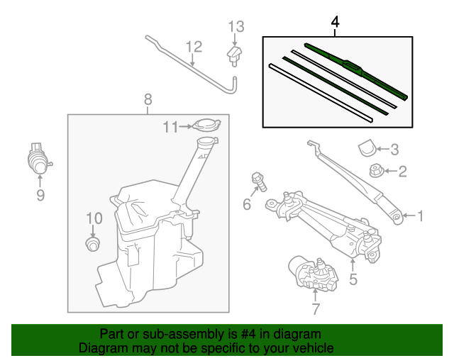 85212-52220 - Windshield Wiper Blade (Right, Front) - 2012-2022 Toyota ...