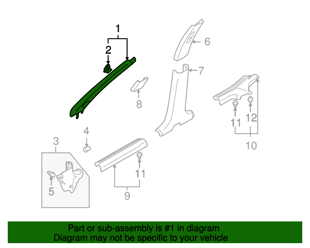 2003-2006 Mitsubishi Outlander Windshield Pillar Trim MR975214HA ...