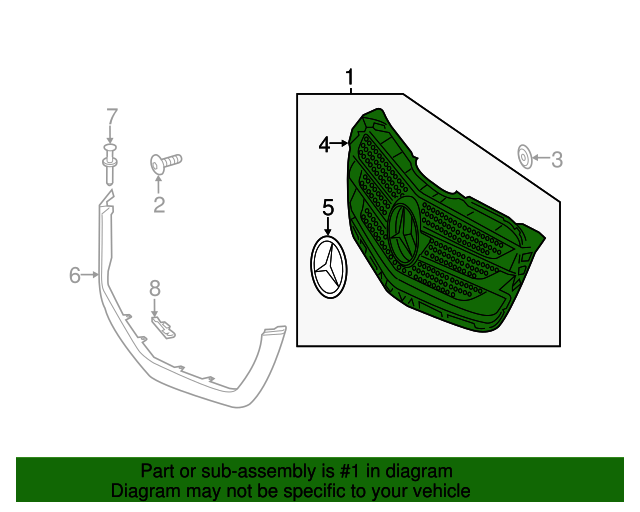 906-880-08-85-9B51 - Grille Assembly 2014-2018 Mercedes-Benz | Mercedes ...