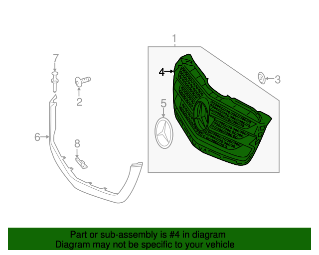 906-888-05-23-9B51 - Grille 2014-2018 Mercedes-Benz | Mercedes-Benz USA ...