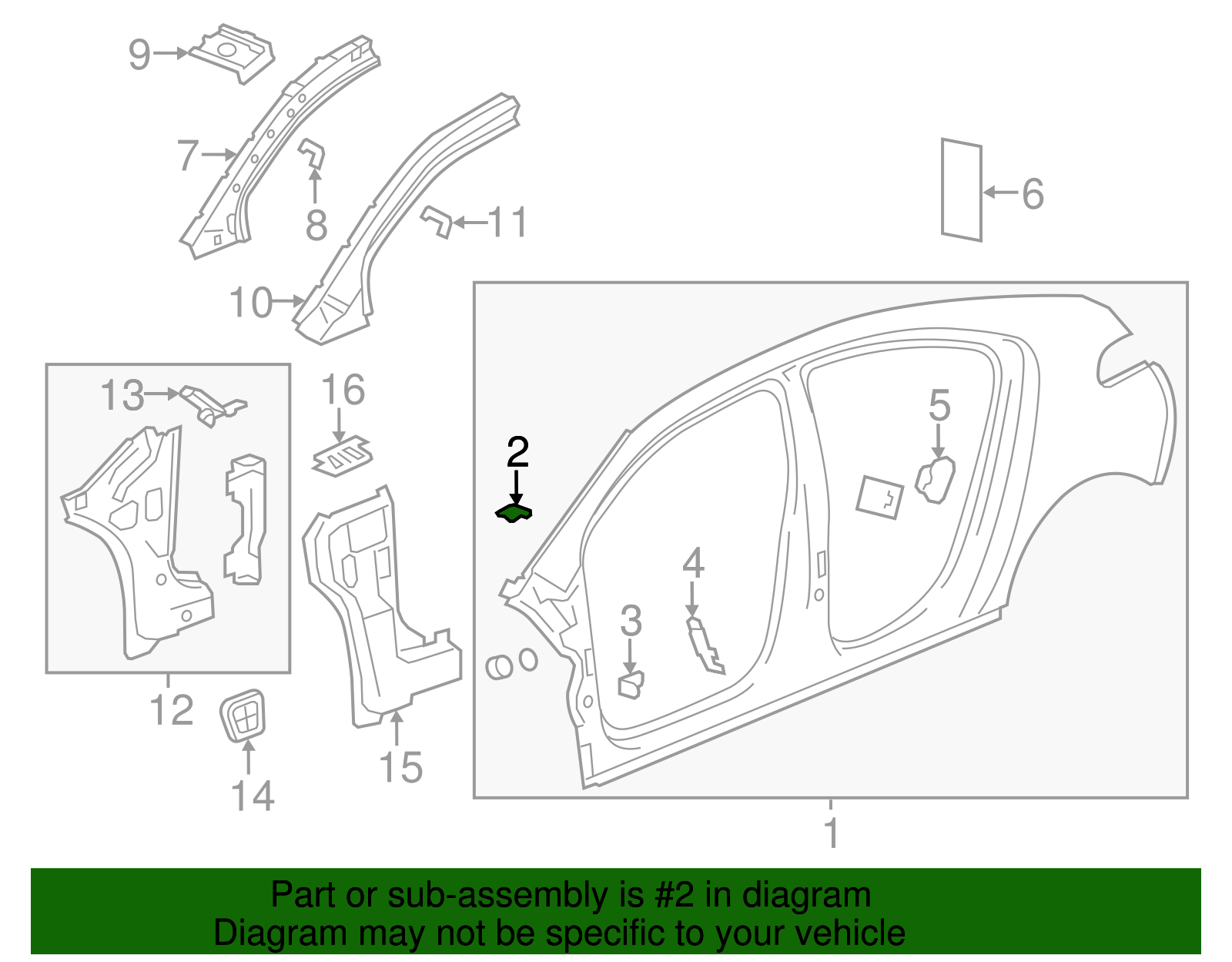25950765 - Front Driver Side Fender Rear Upper Bracket 2011-2015 ...