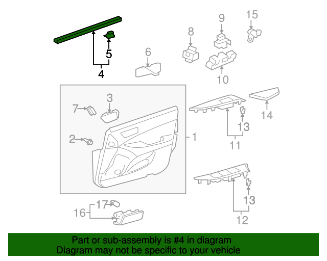 68171-33070 - Door Window Molding 2007-2012 Lexus ES350 ...
