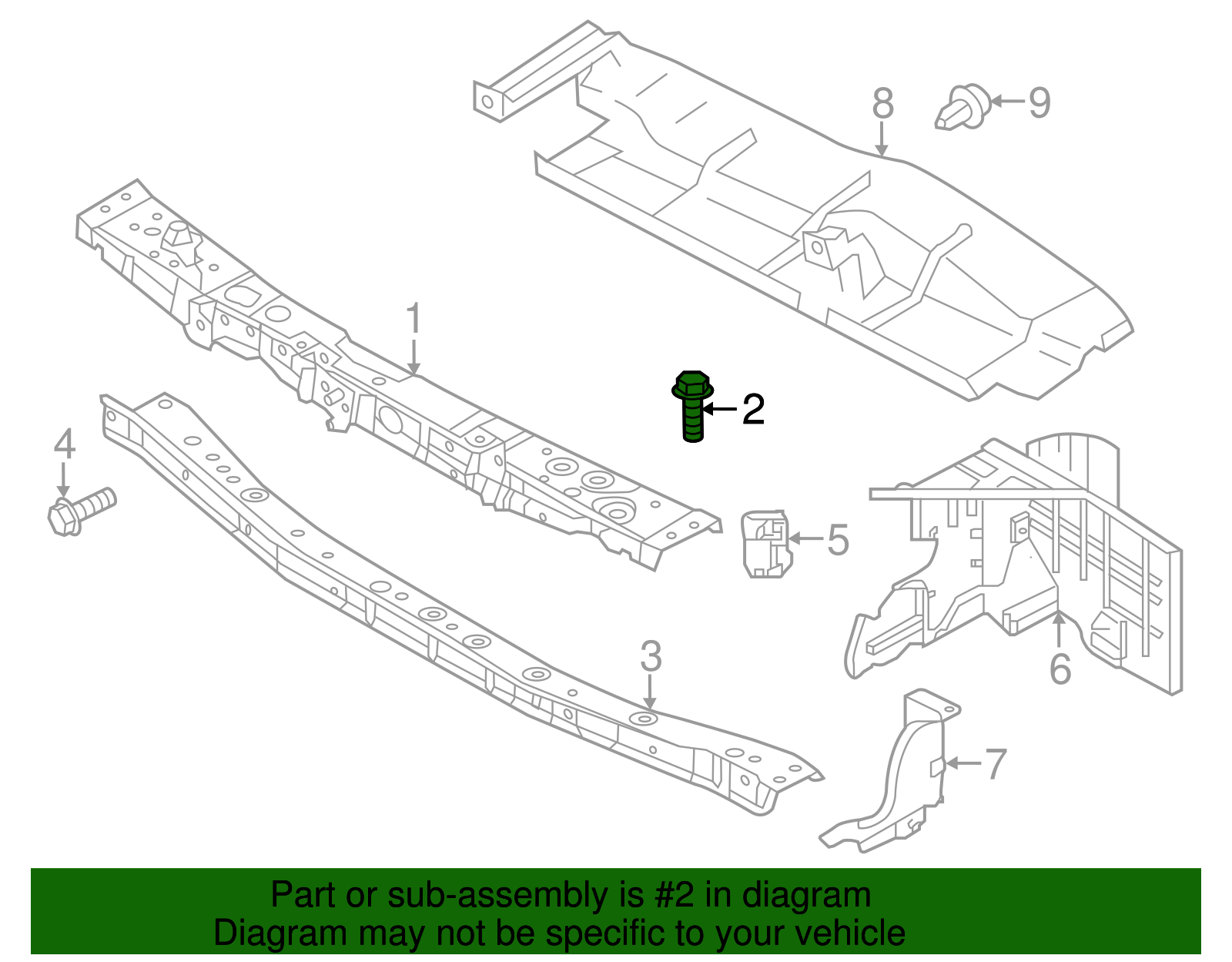 2007-2025 Nissan Fender Bolt 01125-N6061 | Olympia Nissan/Nissanparts.cc