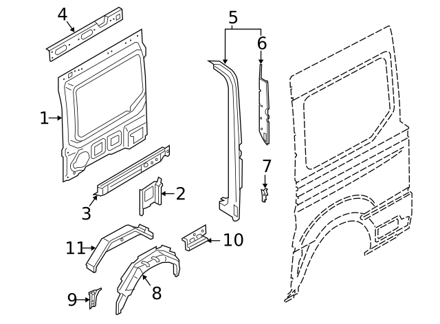 Genuine OEM Ford Part - Body D-Pillar Reinforcement JK4Z-61243A47-A ...