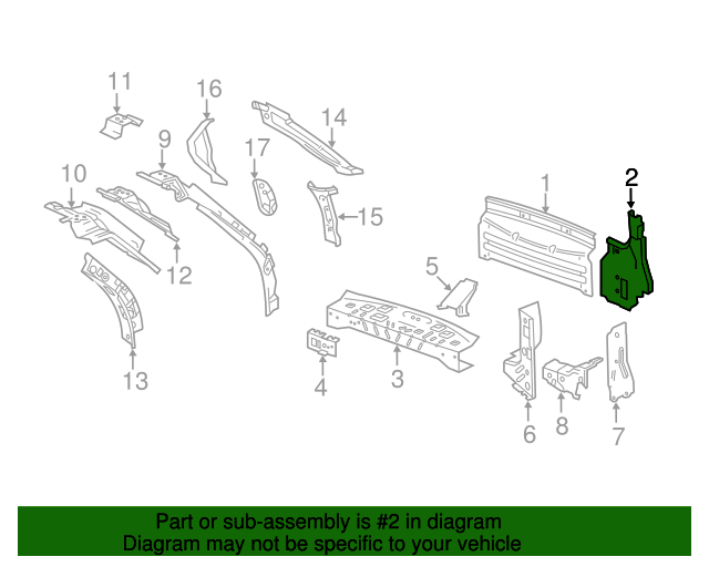2010-2017 GM Passenger Side Floor Panel Rear Cross Bar Rear ...