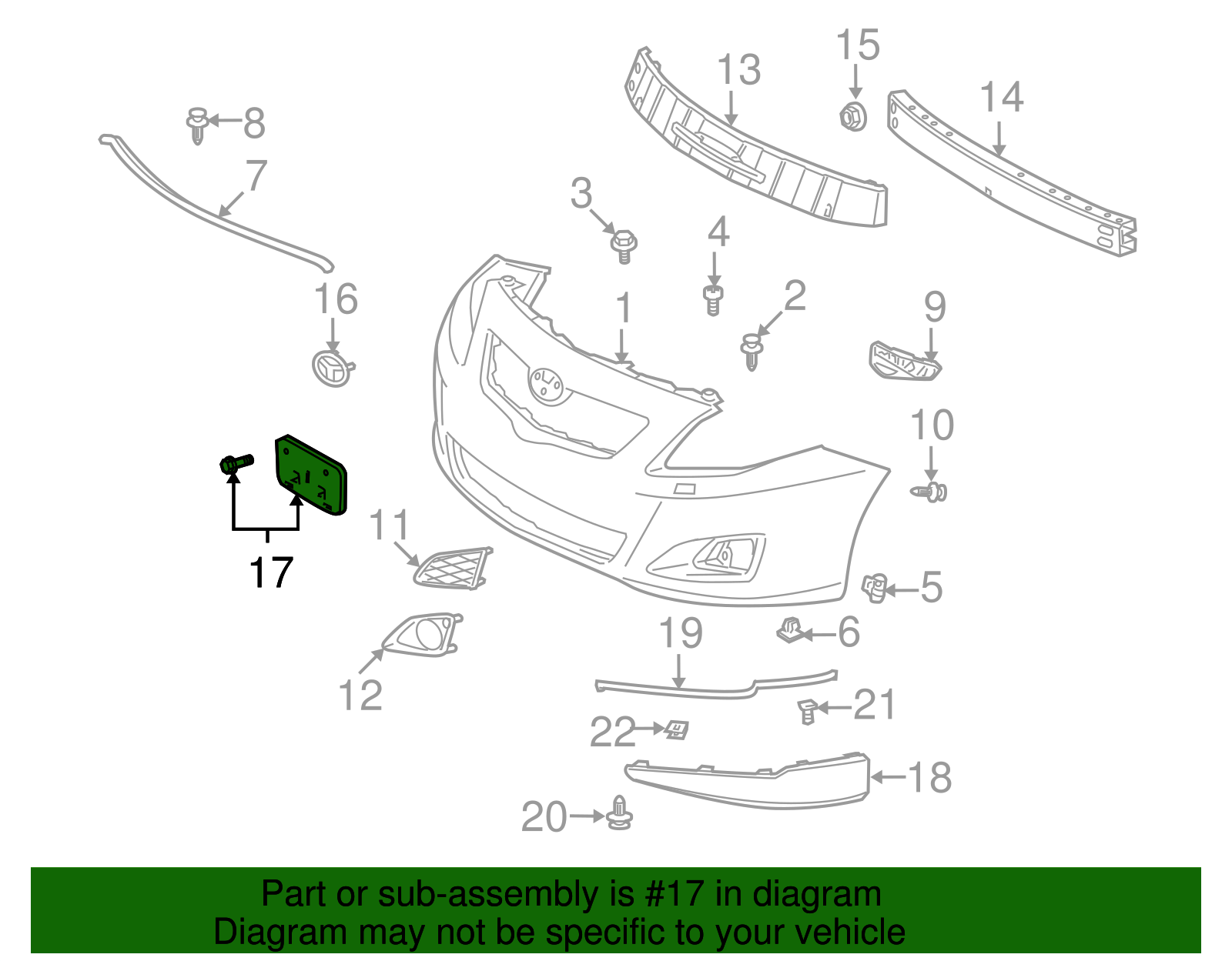 2009-2010 Toyota Corolla License Bracket 52114-02040 | Toyota Parts Center