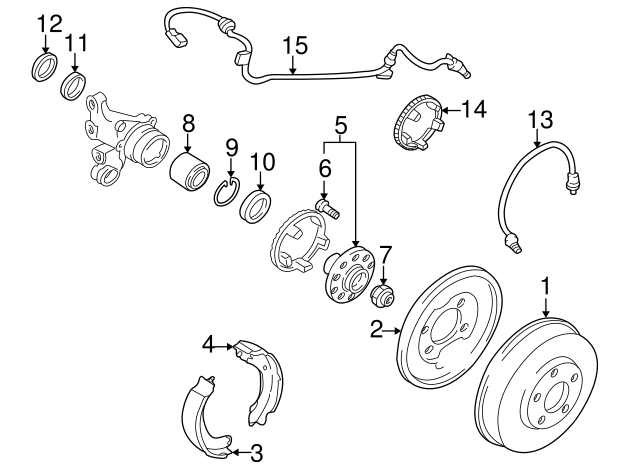 1993-2008 Subaru Brake Shoe Set, For Cars With Rear Drum Brakes ...