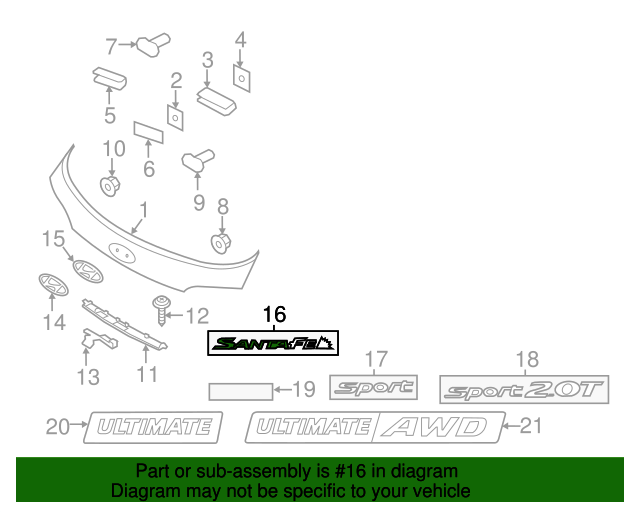 86310-2W000 - Nameplate - 2013-2018 Hyundai Santa Fe Sport | World OEM ...