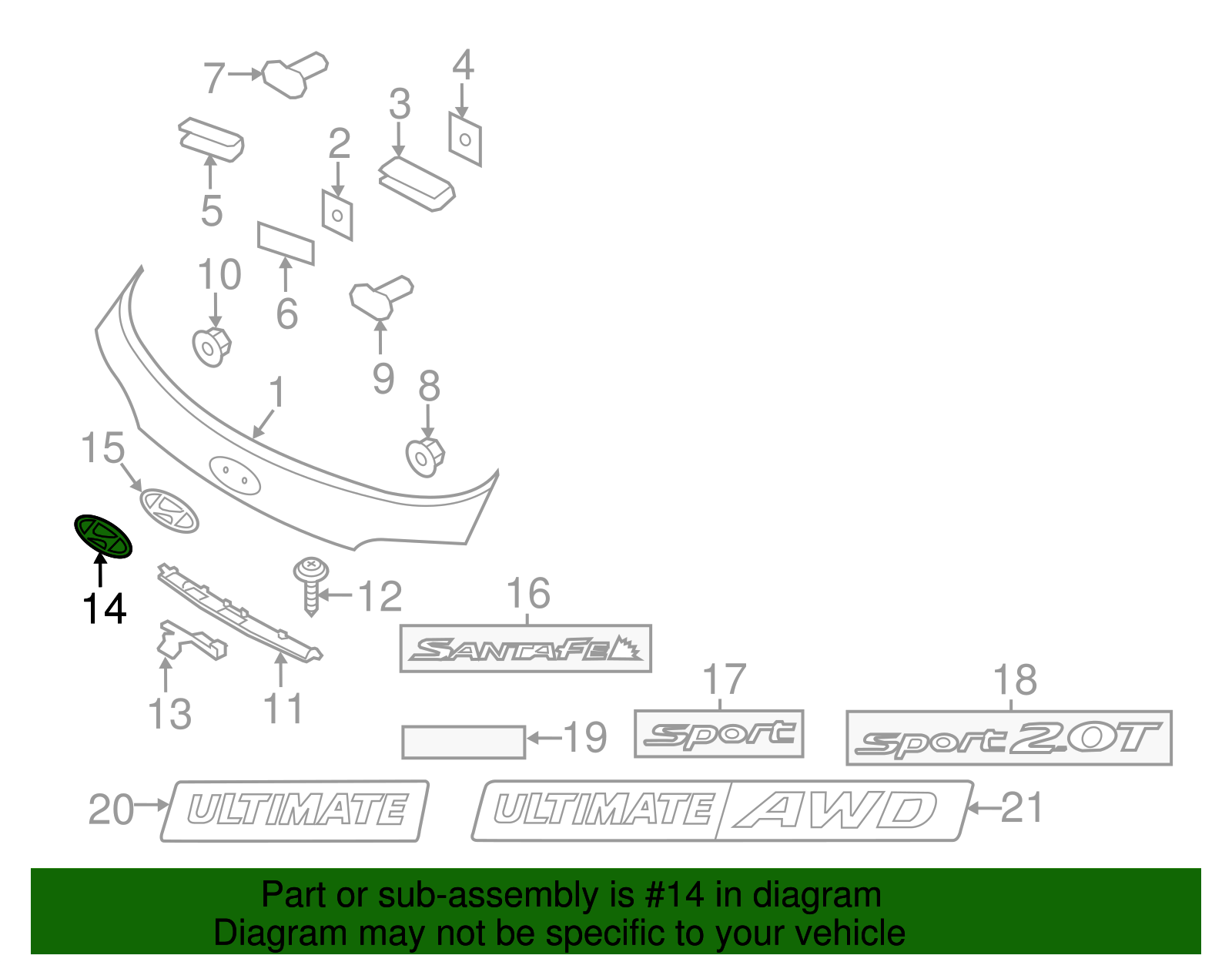 2013-2018 Hyundai Santa Fe Sport Emblem 86300-2W010 | Retail ...
