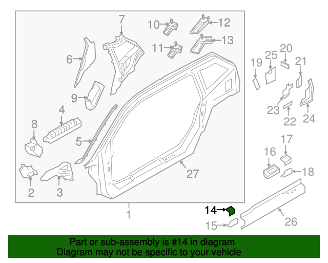 2014-2020 BMW Inner Quarter Panel Reinforced Plate 41-00-7-358-992 ...