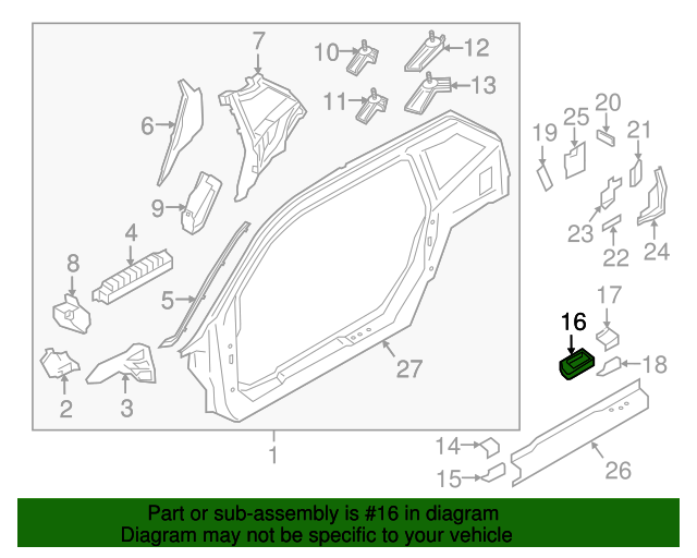 41-00-7-266-931 - Inner Quarter Panel Reinforced Plate 2014-2021 BMW ...