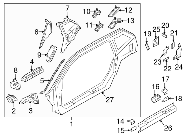 Genuine BMW 41-00-7-359-001 | Inner Quarter Panel Reinforced Plate ...