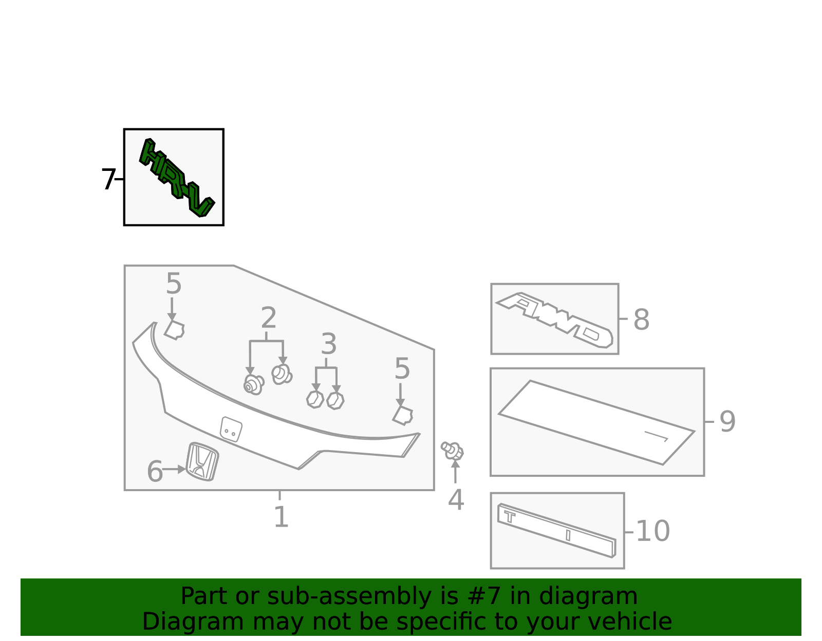 75722-T7W-A01 - 2016-2022 Honda HR-V - Emblem Rear (Hr-V) | Honda Car ...