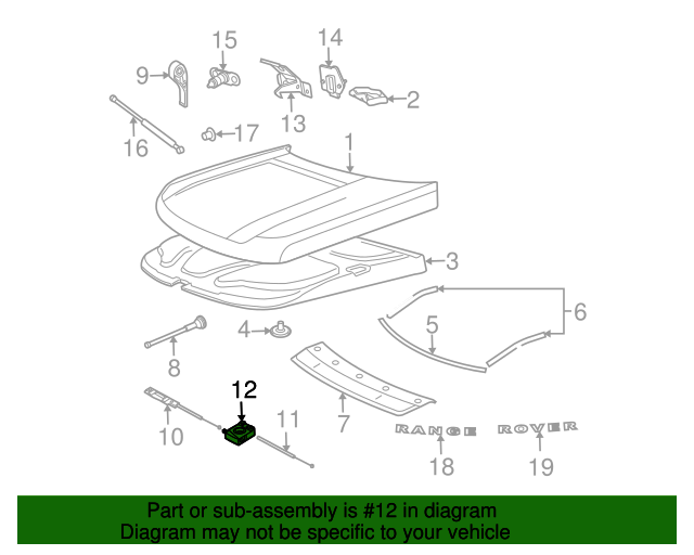 FPS000030 - Hood Latch 2003-2012 Land Rover Range Rover ...