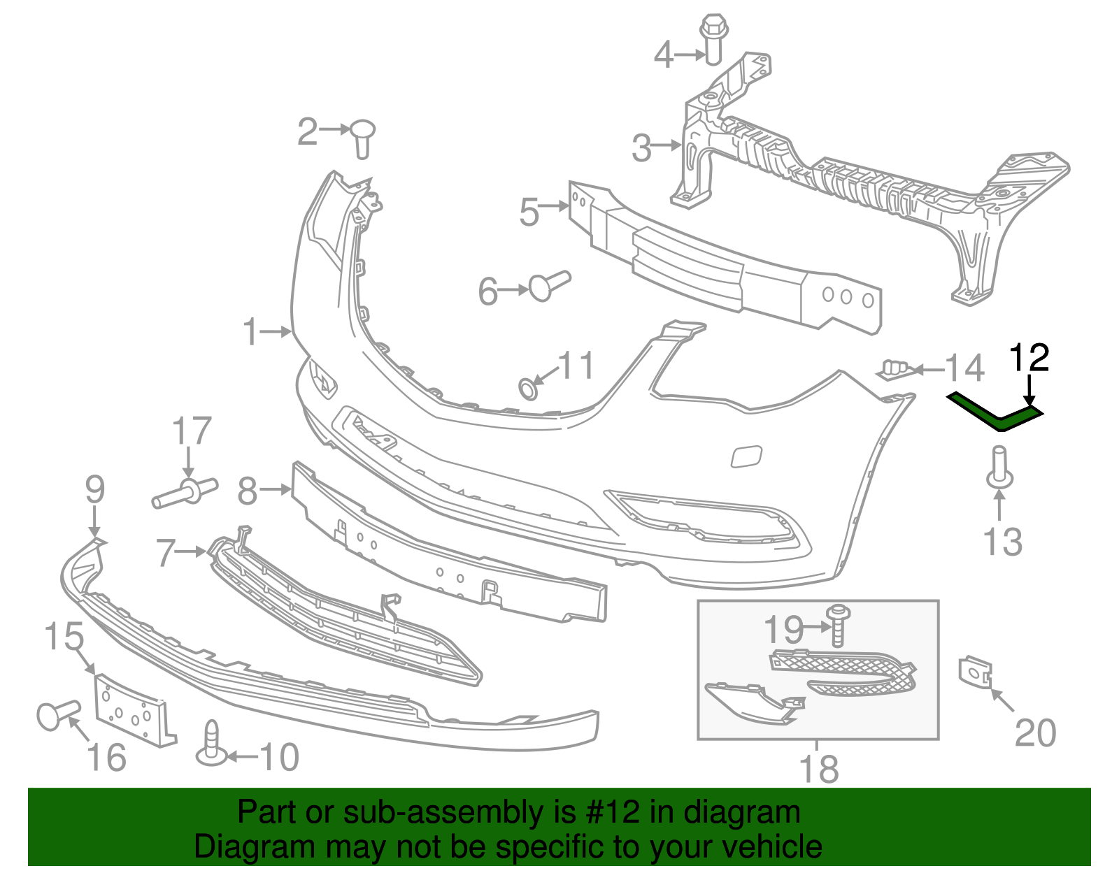 2013-2017 Buick Enclave Passenger Side Front Bumper Fascia Bracket ...