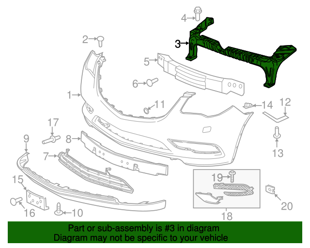 2013-2017 Buick Enclave Front Bumper Fascia Upper Support 22971427 GM ...