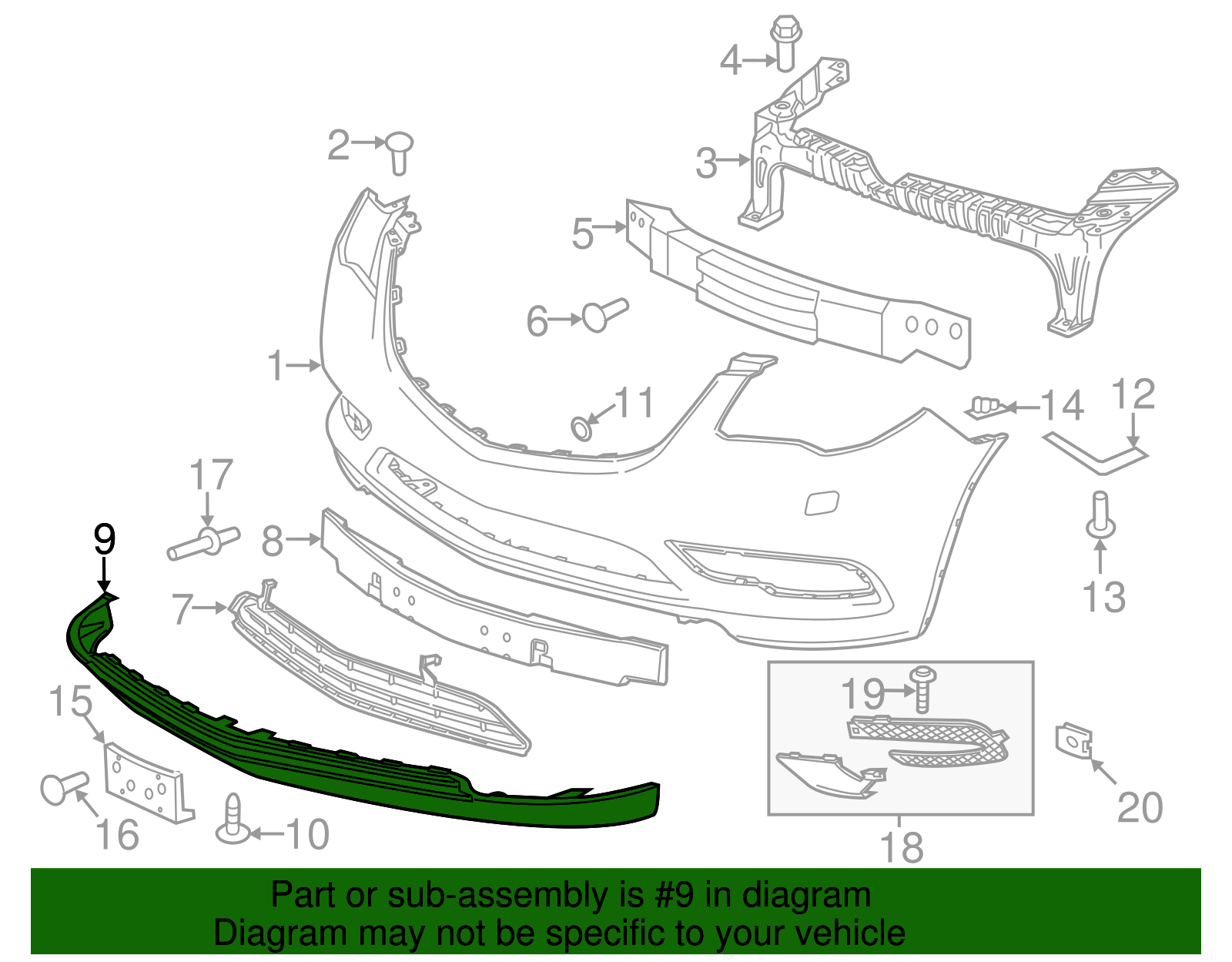 2013-2017 Buick Enclave Anthracite Front Bumper Fascia Extension ...