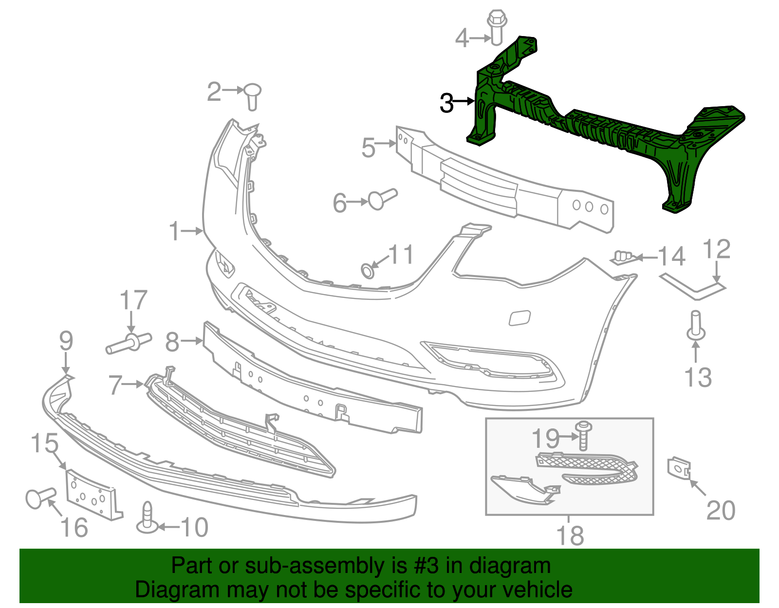 22971427 - Front Bumper Fascia Upper Support 2013-2017 Buick Enclave ...
