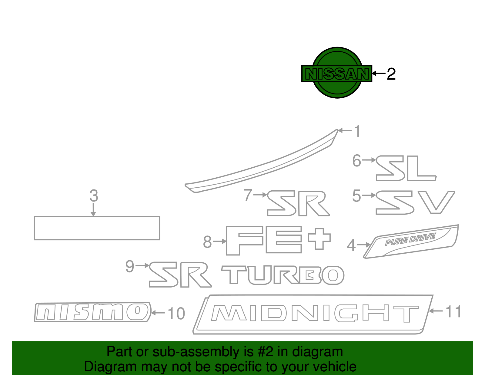 84890-3RA0A - 2013-2019 Nissan Sentra - Emblem | Anicra Nissan Parts