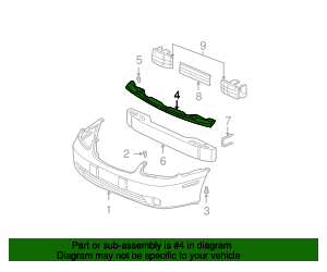 1997-2005 Chevrolet Front Bumper Fascia Upper Support 22597578 ...