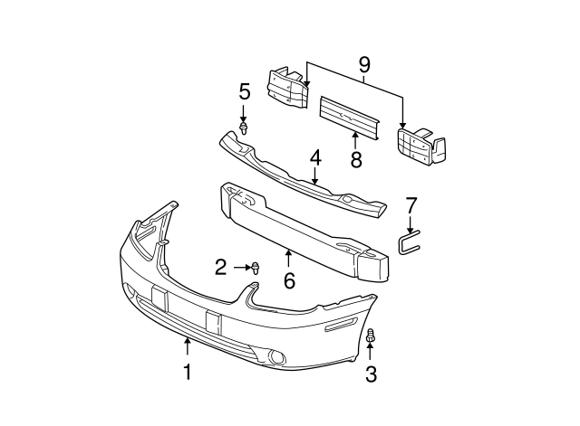 1997-2005 Chevrolet Front Bumper Fascia Upper Support 22597578 ...