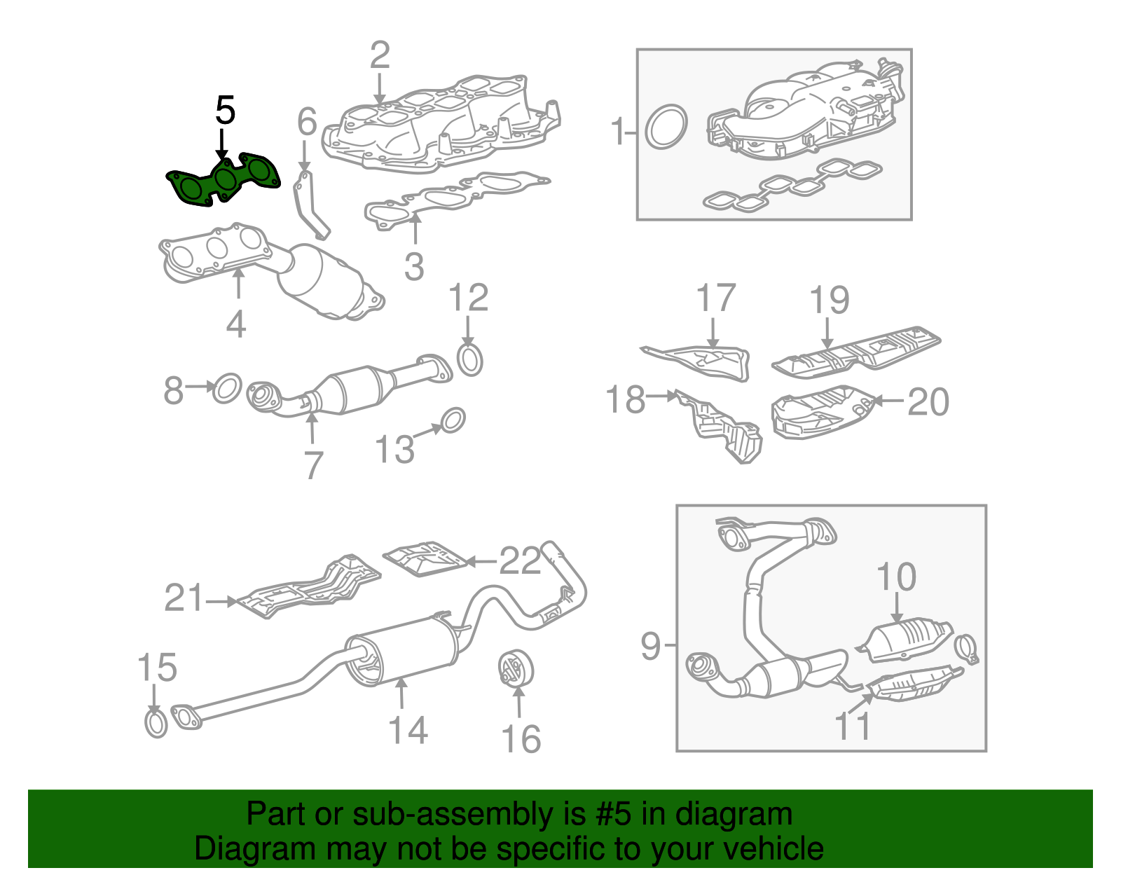 Genuine Toyota Exhaust Manifold Gasket (Left) part# 17173-0P010 for ...