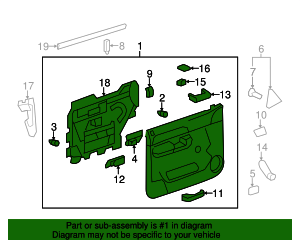 2007-2014 GM Dark Titanium Front Driver Side Door Trim Panel 20833606 ...