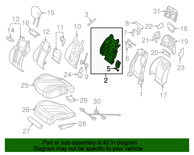 222-800-21-00 - Seat Lumbar Support Cushion 2014-2017 Mercedes-Benz ...