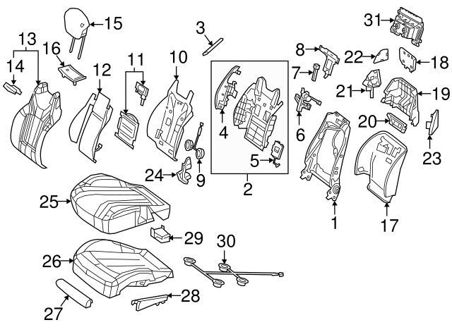 222-910-01-68 - Seat Lumbar Support Cushion 2015-2021 Mercedes-Benz ...