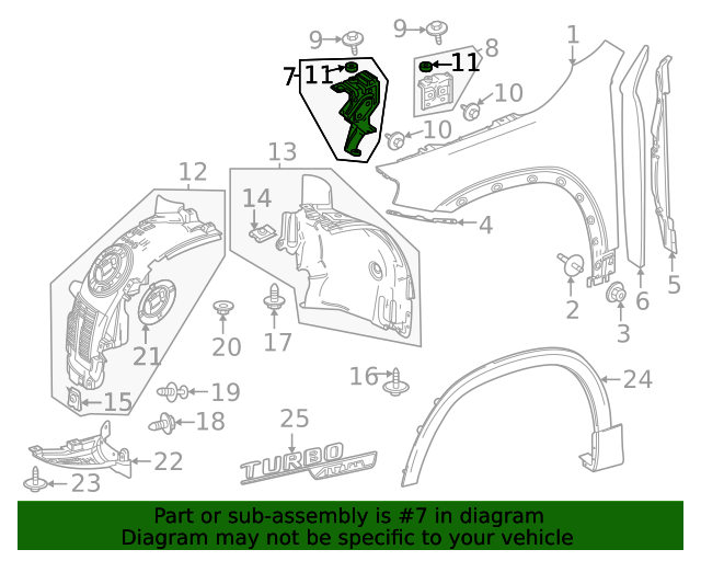 2020-2021 Mercedes-Benz GLB 250 Bracket, Fender 247-880-02-14 ...