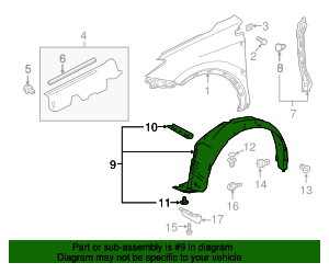 2013-2018 Toyota RAV4 Fender Liner - DRIVERS SIDE 53876-42090 | Toyota ...