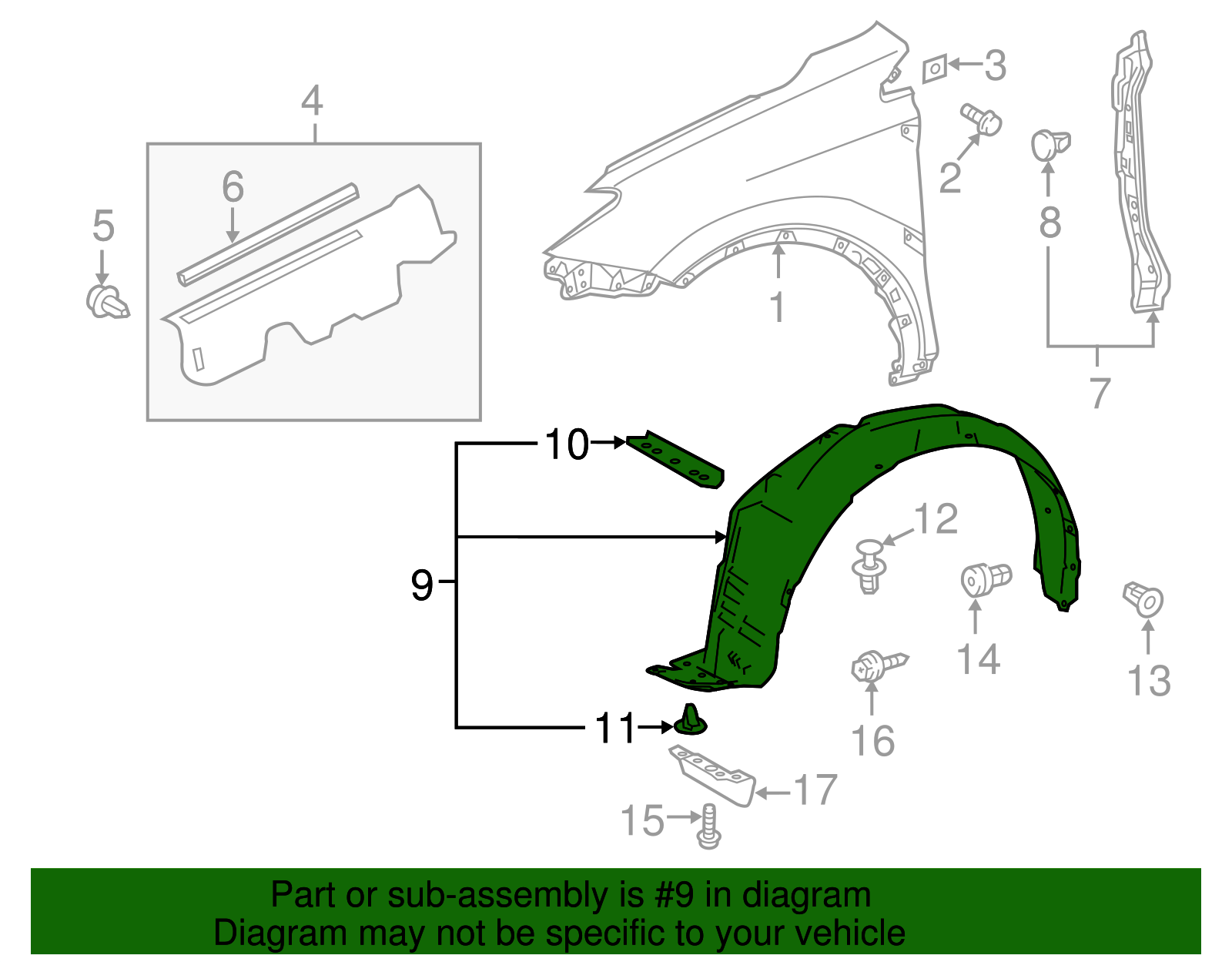 2013-2018 Toyota RAV4 Fender Liner - DRIVERS SIDE 53876-42090 | Toyota ...