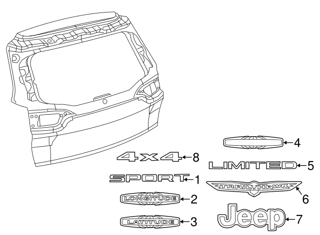 2014-2018 Jeep Cherokee Nameplate 68207205AA | TascaParts.com