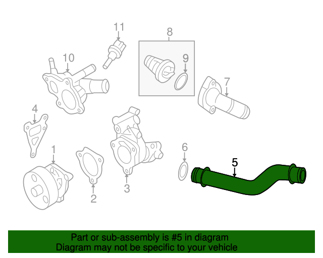 2013-2019 Nissan Water Inlet Pipe 13048-3TA0A | QuirkParts