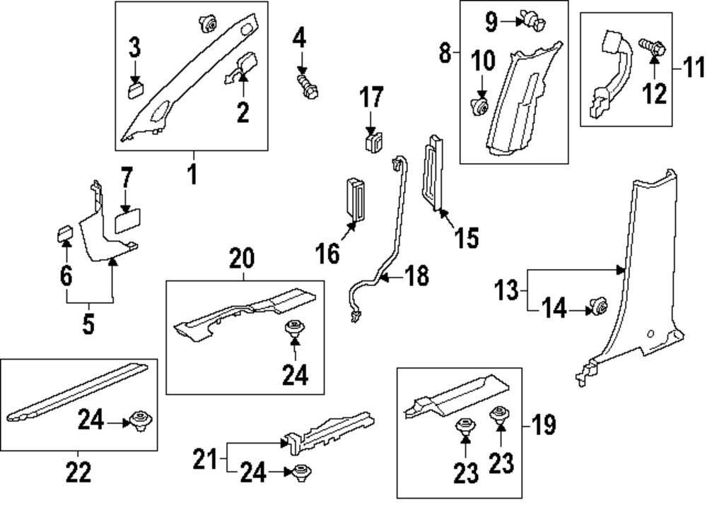 2018-2024 Honda Odyssey Lower Center Pillar Trim 84179-THR-A01ZA ...