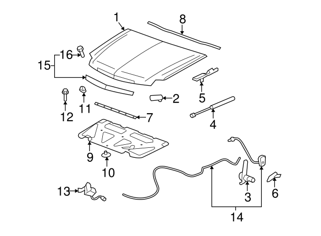 2007-2014 Cadillac Bright Chrome Hood Front Molding 15907251 ...