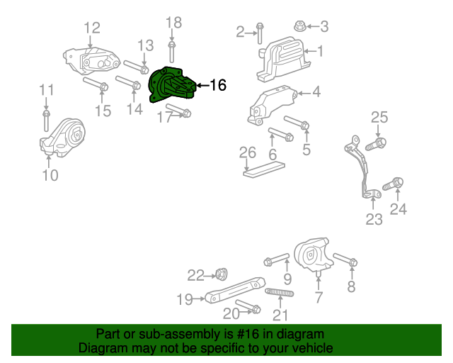2010-2017 GM Transmission Mount 20840183 GM | GMPartsDirect.com