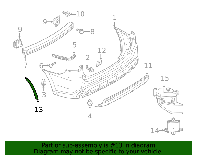 Molding, Rear Bumper, Left-hand(B 7407A679 | Auto Parts