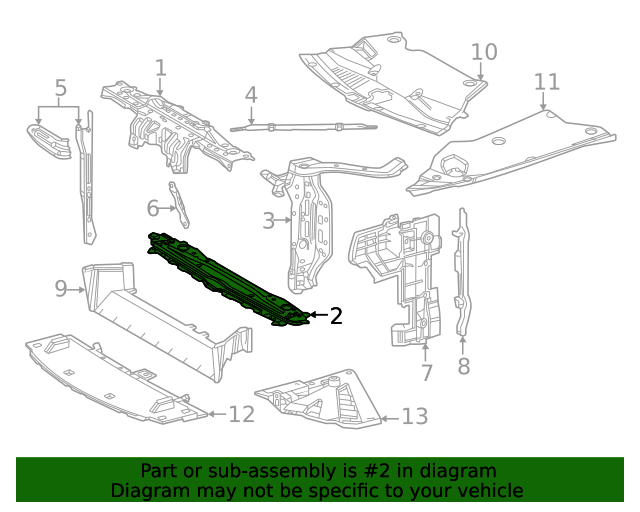 57104-11010 - Radiator Support Tie Bar - 2021-2023 Toyota Mirai ...