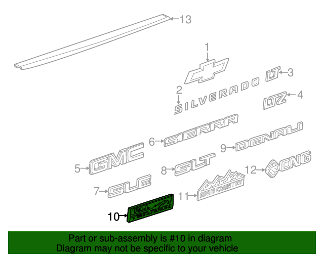 2007-2019 GM Silverado Name Plate 15129652 | GMPartsDirect.com