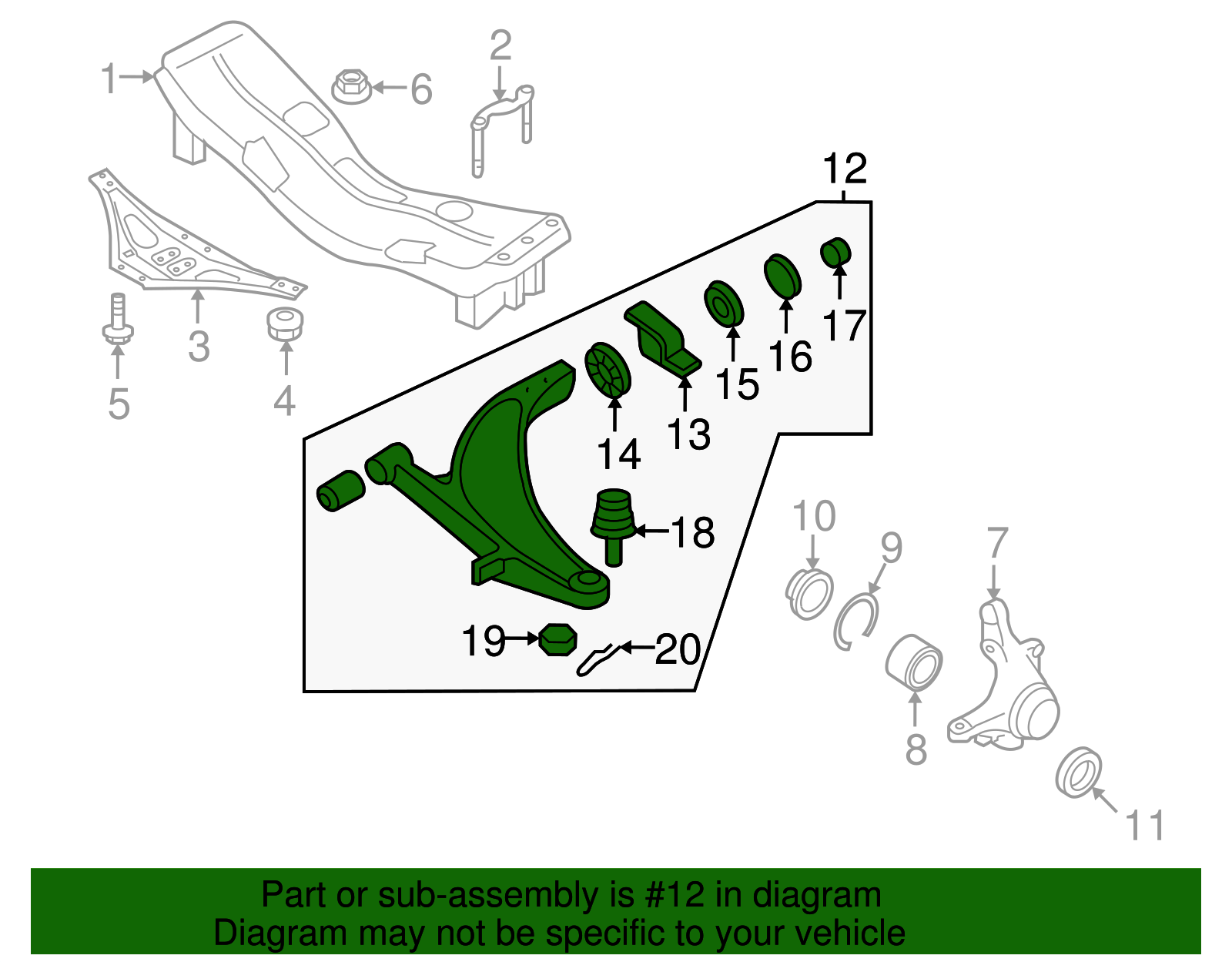 2004-2007 Subaru Impreza Lower Control Arm 20202FE861 | Subaru Parts Guys